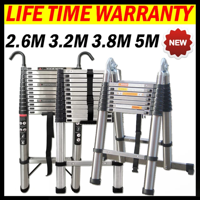 TELESCOPIC LOFT LADDER extendable collapsible step ladders securing ...