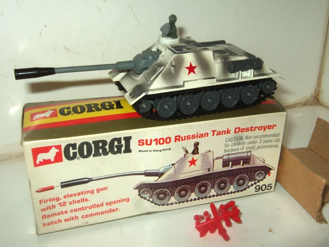 VINTAGE CORGI 905 Su100 Russian Tank Destroyer with Box & Shells to ...