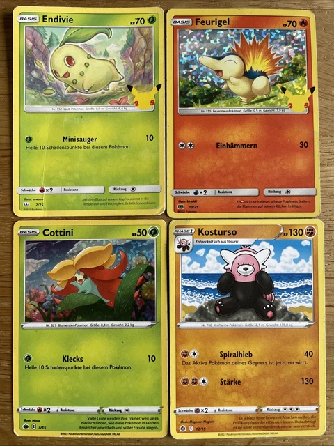 4X POKÉMON MCDONALDS Promo Deutsch FEURIGEL ENDIVIE COTTINI KOSTURSO ...