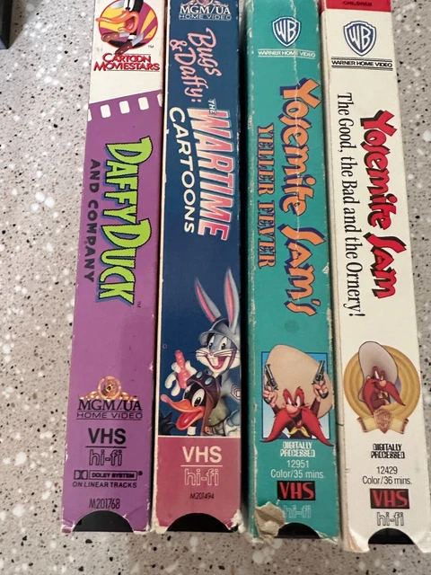 4 LOT VINTAGE Classic Cartoon VHS Bugs Bunny Daffy Duck Yosemite Sam ...