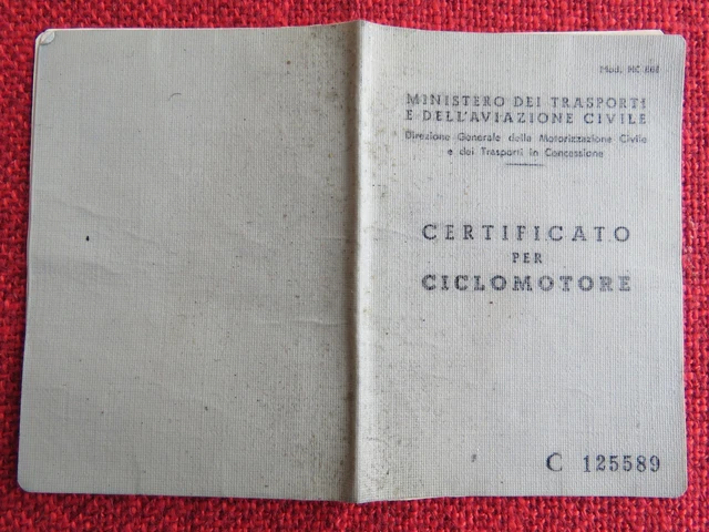 LIBRETTO CERTIFICATO CICLOMOTORE Lambretta 50 Innocenti Anni 60 EUR 49 ...