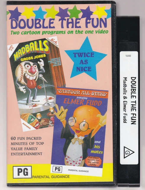 RARE VHS VIDEO Tape DOUBLE THE FUN MADBALLS + ELMER FUDD Small Box EUR ...