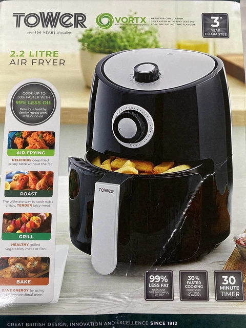 TOWER T17023 1000W 2.2L Air Fryer - Black £37.50 - PicClick UK