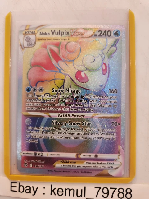 POKÉMON TCG ALOLAN Vulpix VSTAR Silver Tempest 197/195 Holo Secret Rare ...