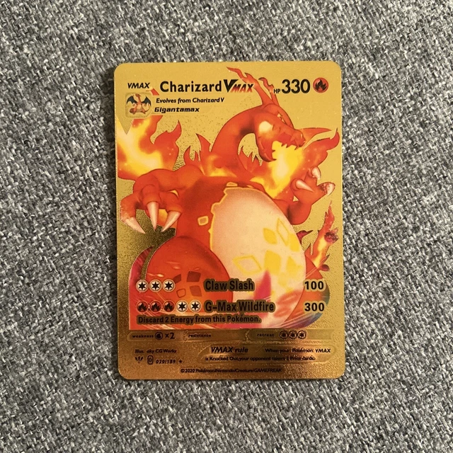POKEMON CHARIZARD VMAX Gold Foil 🔥Fan Art 🔥 G-Max Wildfire Near Mint ...
