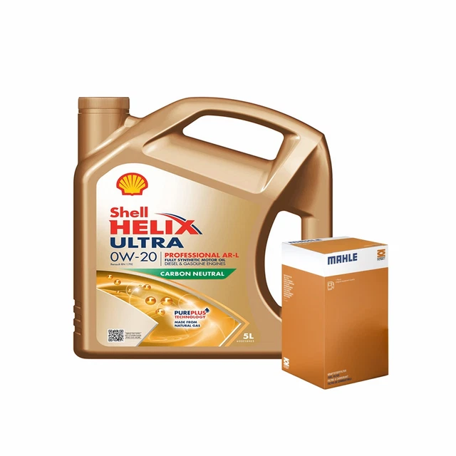 SHELL HELIX ULTRA Professional 0W20 Engine Oil 5L Mahle Oil Filter ...