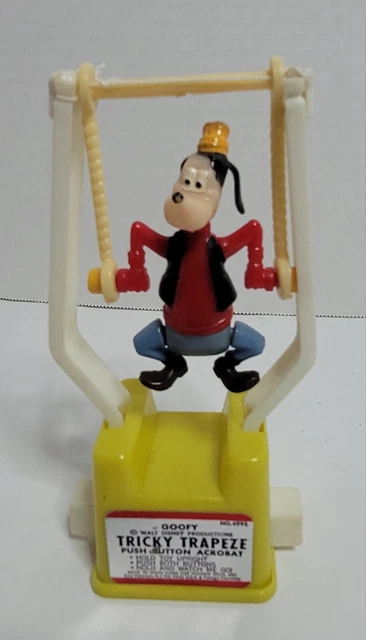 VINTAGE 1977 DISNEY Goofy Tricky Trapeze Push Button Acrobat Kohner ...