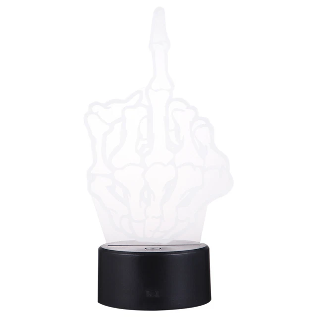 LED NIGHT LIGHT 3d Acrylic Vertical Middle Finger Lamp Creative Desk £ ...