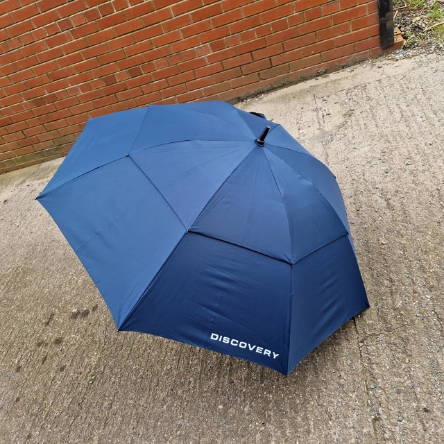 GENUINE LAND ROVER Discovery Golf Umbrella Navy Blue Twin Canopy Sturdy ...