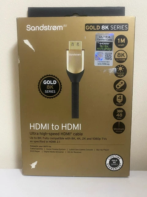 SANDSTROM GOLD 8K Series HDMI to HDMI Ultra High Speed HDMI Cable £23. ...