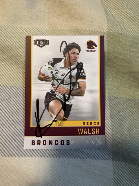 SIGNED REECE WALSH Brisbane Broncos 2025 NRL Elite Card $20.00 ...