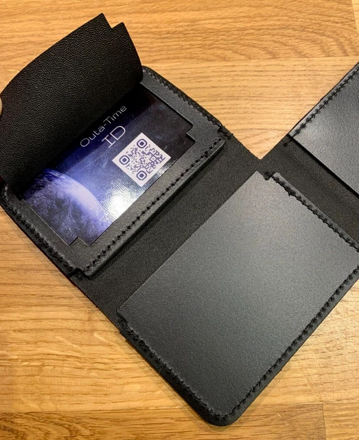 CUSTOMISABLE BLACK BI-FOLD Leather ID or Warrant Card Wallet with Badge ...