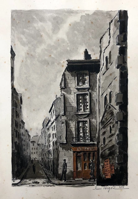 LIVELY ALLEYWAY, WATERCOLOR drawing signed René Bigoz, 20th century $49.13 - PicClick AU