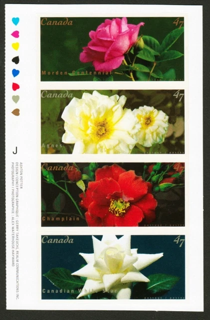 ROSES BOOKLET PAGE with colour ID marks = Canada 2001 #1914a MNH $3.90 ...