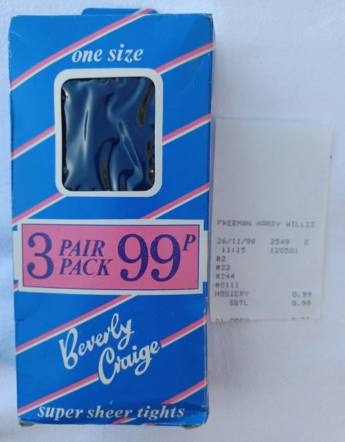 BEVERLY CRAIGE 1988 Vintage Super Sheer Navy 3 Pair Pack Tights One ...