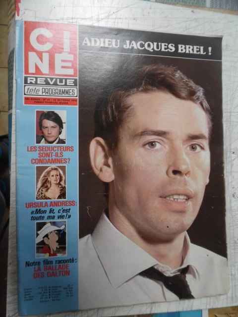 CINE REVUE NO 41-10/1978- Sp Jacques Brel-Ursula Andress- Divers-Films-Poster EUR 4,00 - PicClick FR