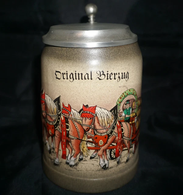 ORIGINAL BIERZUG BIER Beer Keramik Ton Bierhumpen Bierkrug Becher ...