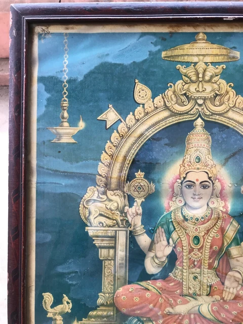 ANTIQUE VINTAGE OLD Print Hindu Goddess Kollur Mookambika Lord Vishnu ...
