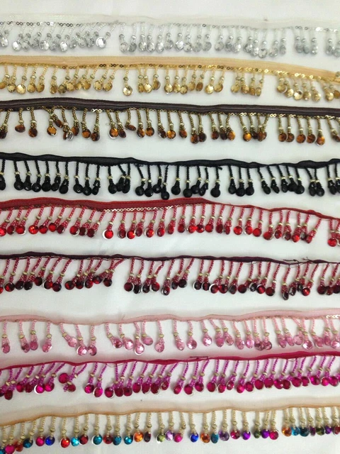 BEADED TRIM CURTAIN Blind Bead Fringe Edge Trimming GOLD / SILVER 1 ...