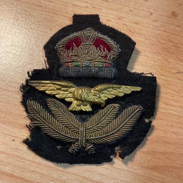 EARLY WW2 RAF Royal Air Force Officers Bullion Wire Original Cap Badge ...