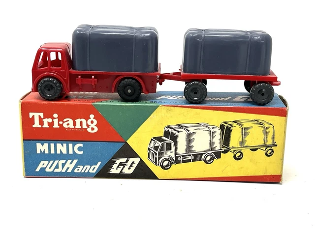 TRIANG MINIC PUSH and GO Tarpaulin Lorry and Trailer Excellent Boxed ...