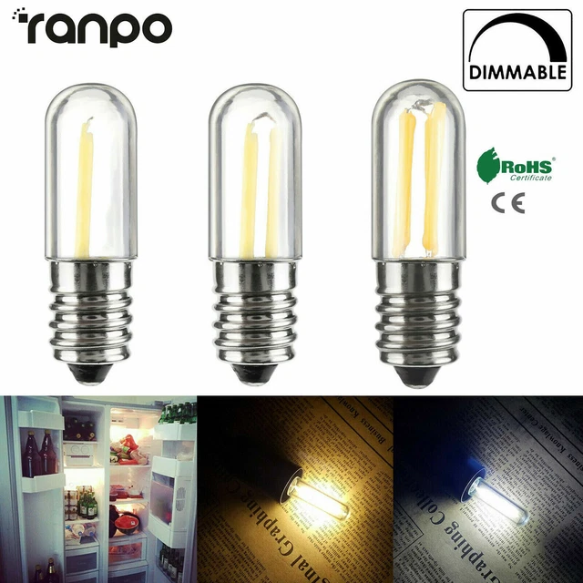 DIMMABLE MINI E14 E12 LED Fridge Freezer Filament Light COB Bulbs 2W 4W ...