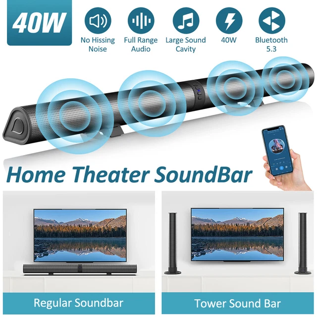 WIRELESS DETACHABLE SOUND Bar Speaker System Bluetooth Subwoofer TV ...