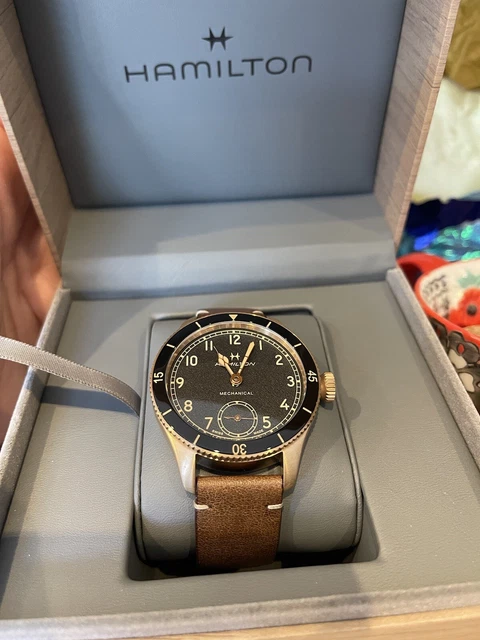 IMMACULATE HAMILTON KHAKI aviation pilot pioneer Bronze mechanical 43mm ...