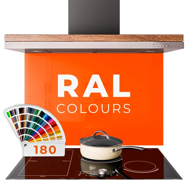 RAL COLOURS GLASS Splashback Kitchen Tile Cooker Wall Panel Backsplash ...