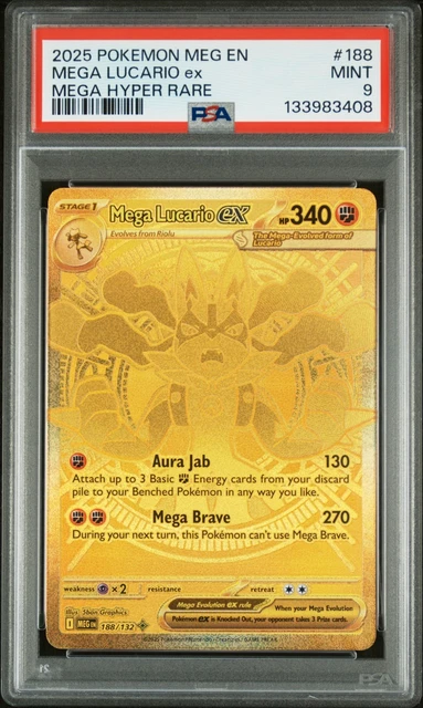 2025 POKEMON MEG En-Mega Evolution Mega Hyper Rare #188 Mega Lucario Ex ...