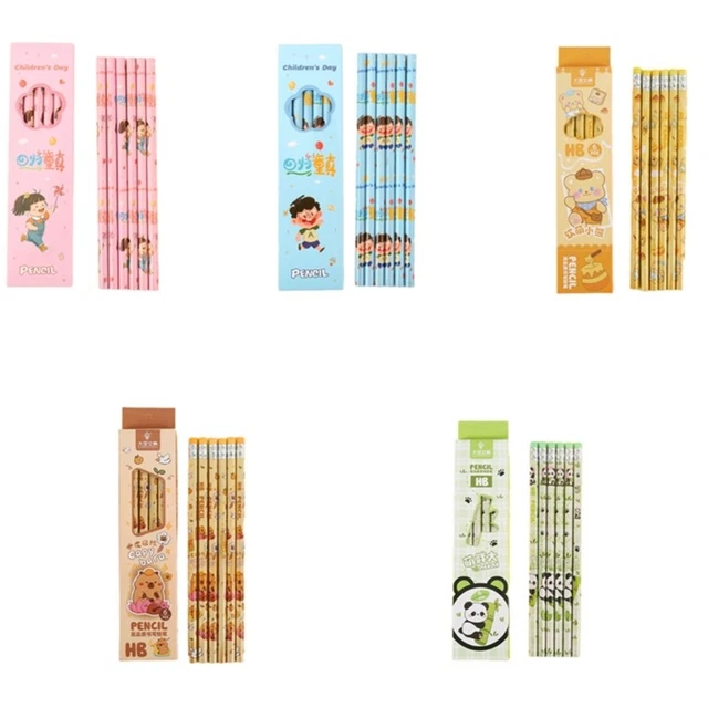 6PCS CARTOON WOODEN Pencils Drawing Pencils Ergonomic Grip for Kid ...