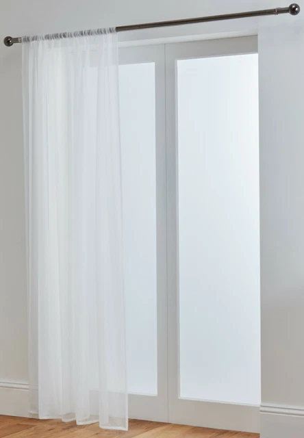 LUCY EXTRA LONG White Voile Curtain Panel With Slot Top 118" (300cm) 3m ...