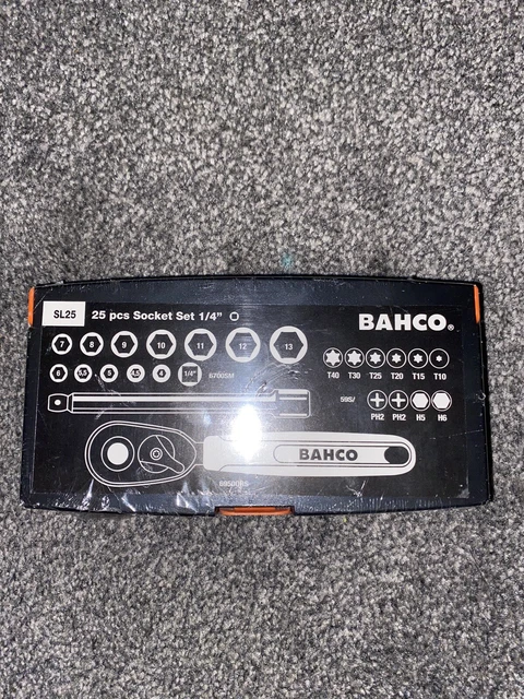 BAHCO SL25 1/4& Drive 25 Piece Metric Drive Ratchet Socket Screwdriver ...