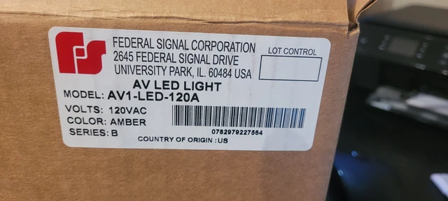 FEDERAL SIGNAL AV1-LED-120A AUDIBLE VISUAL FLASHING LED LIGHT 120VAC ...