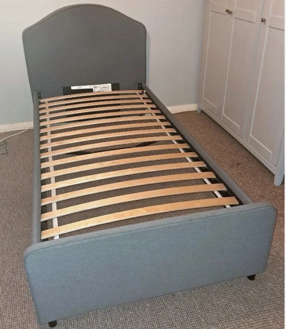 IKEA HAUGA UPHOLSTERED Single Bed Frame, Sprung Slats As Seen - Collection Only £14.99 - PicClick UK