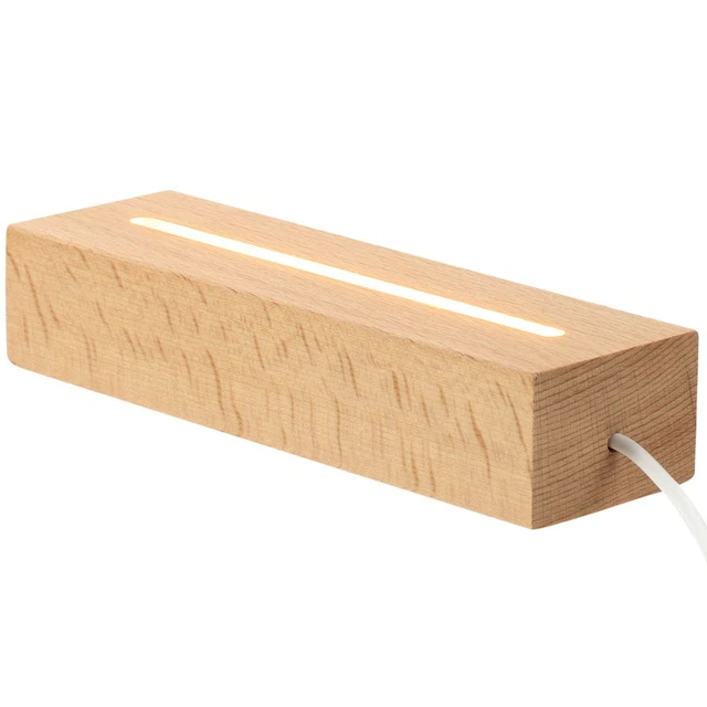 RECTANGULAR WOODEN LED Light Display Base Acrylic Glass Art Display ...