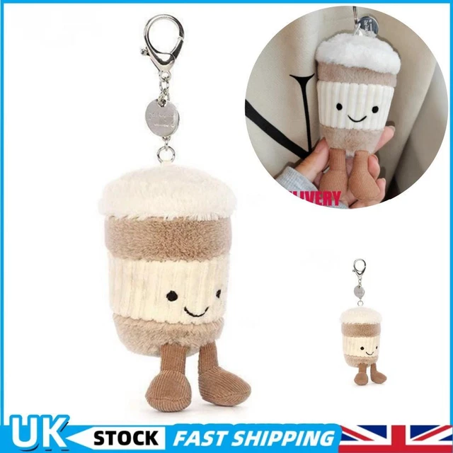 JELLYCAT AMUSEABLES COFFEE-TO-GO Bag Charm Key Ring - Plush Key Ring ...