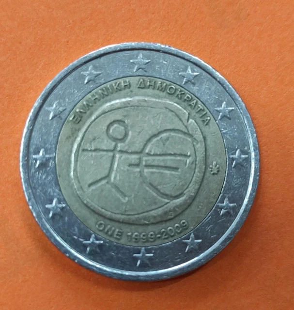 LOTTO STOCK MONETA 2 euro rara eaahnikh ahmokpatia anno 1999-2009 EUR ...
