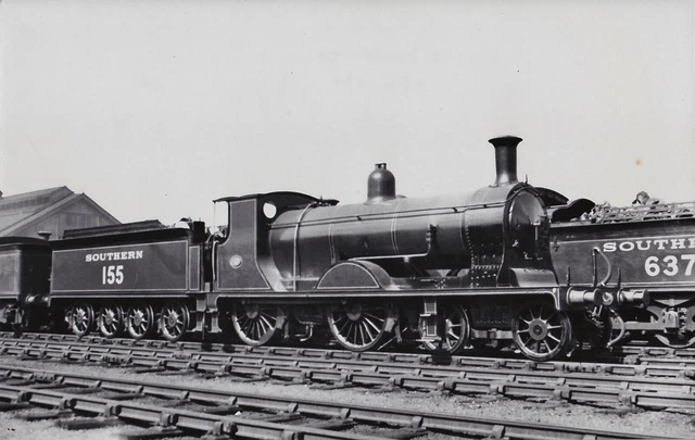 EX-LSWR DRUMMOND CLASS L11 4-4-0 No.155 AT EASTLEIGH, 19-6-1938. £1.20 ...