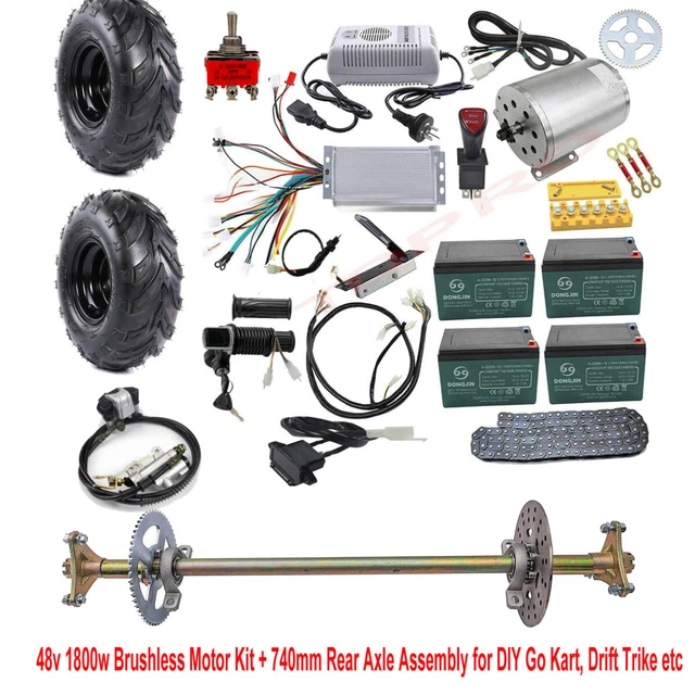 740MM REAR AXLE Kit 6" Wheels 48V 1800W Brushless Motor Set for Go Kart ...