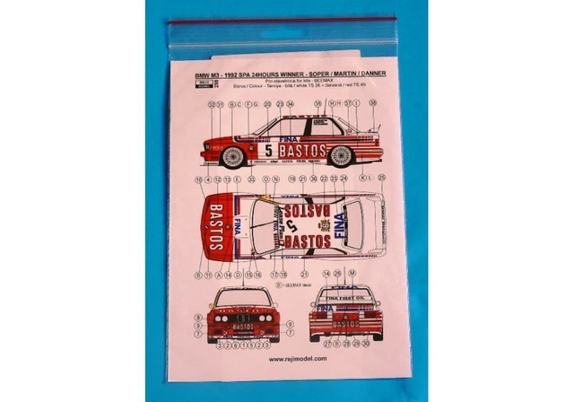 REJI2981/24 BMW M3 Eo (Bastos) #5 Spa 24h 1992 Winner Soper/Martin ...