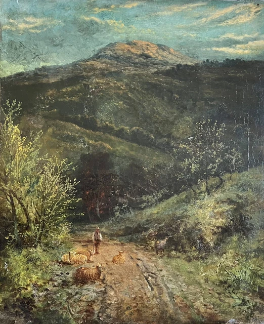 SUPERBE PAYSAGE DE Montagne Animé - Tableau Ancien XIX - 19eme Siècle EUR 800,00 - PicClick FR