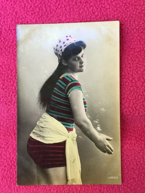 Postcard Pin Up Bathing Beauty Girl In Swim Picclick Uk