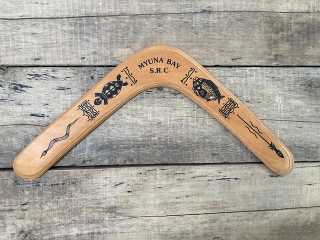 626⚜️ DÉCO ANCIEN Boomerang en Bois Myuna Bay S.R.C Left Handed ...