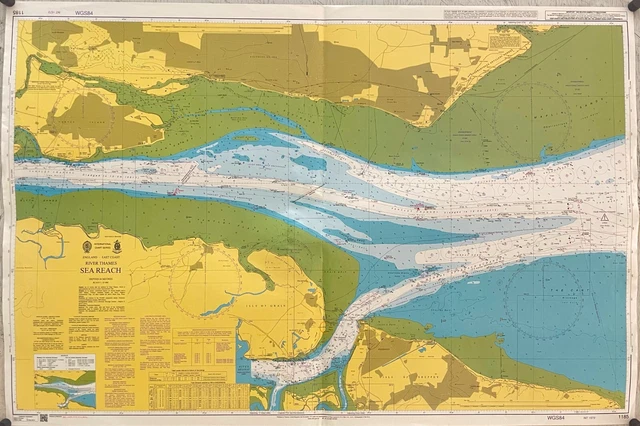 AMIRAUTÉ 1185 ANGLETERRE East Coast Rivière Thames Mer Reach Carte ...