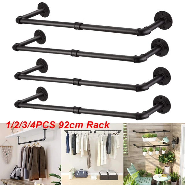 INDUSTRIAL PIPE CLOTHING Rack Wall Clothes Rail Garment Hanging Rod ...