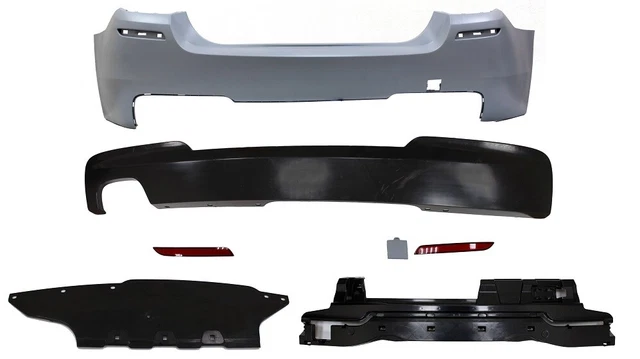 BMW 5 REAR Bumper With Spoiler Twin Exit Pipes M Sport Style 2010-2013 ...