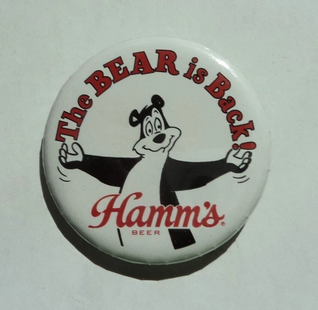HAMM'S BEER BEAR Button The BEAR is Back! 2 1/4" Hamms Bear £56.57 ...