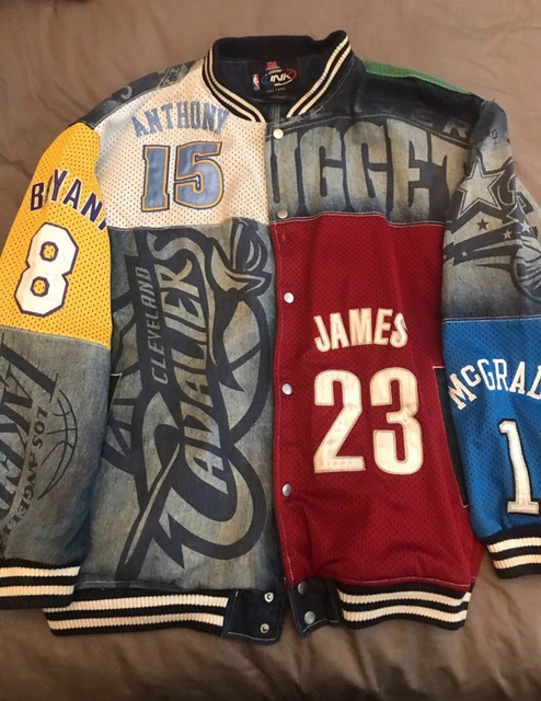 VINTAGE UNK NBA Team Logos Denim Bomber Jacket XL Mens Basketball Jersey Patch $830.00 - PicClick CA