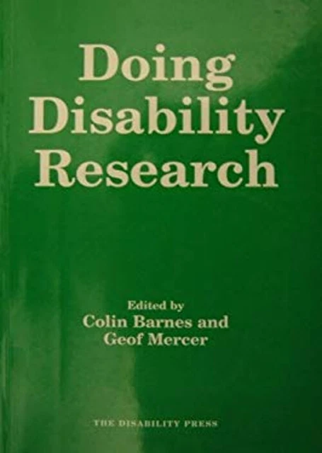 LIVRE DE POCHE Doing Disability Research Geoff, Barnes, Colin Mercer ...